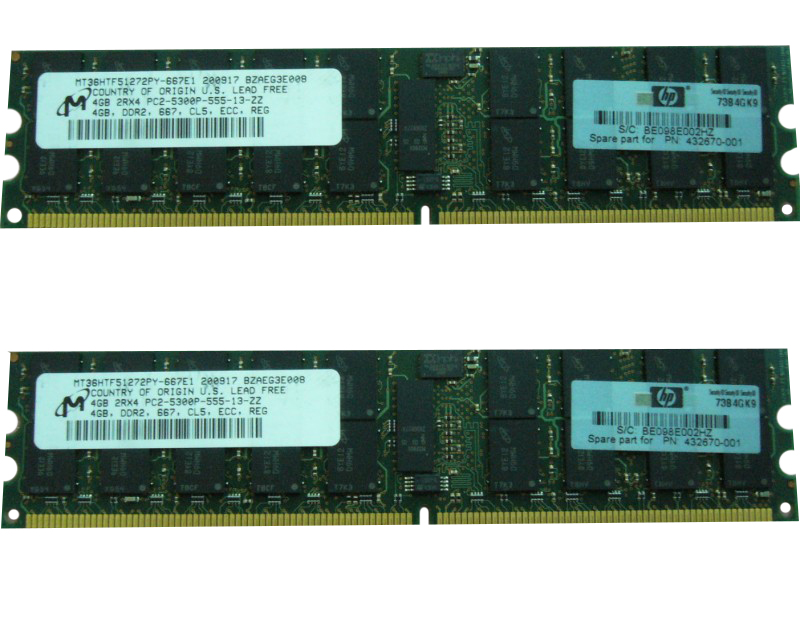 408854-S21, купить Оперативная память HP 8GB Reg PC2-5300 DDR2 2x4GB Memory (408854-S21) в ...
